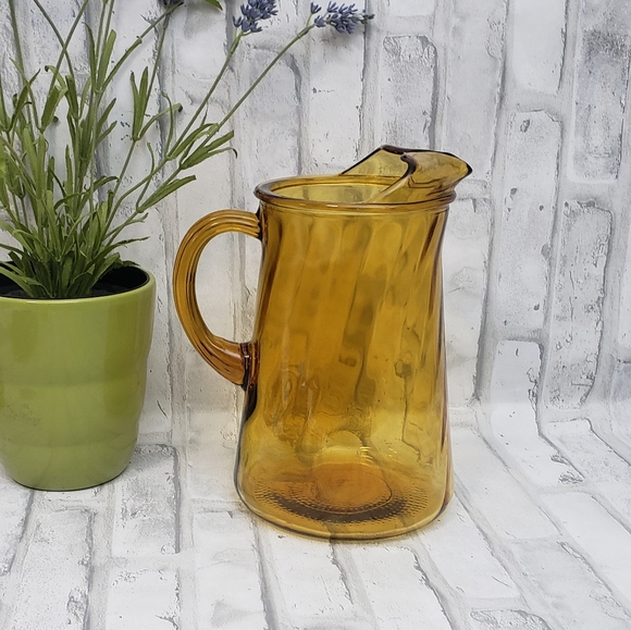 Unique Vintage | Kitchen | Vintage Amber Glass Pitcher | Poshmark
